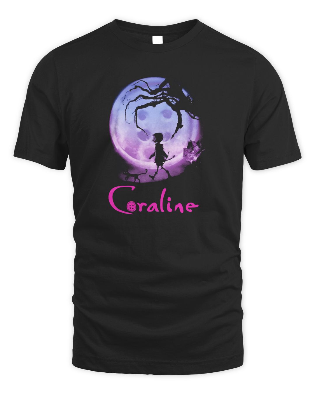 Coraline Merch Button Moon Jumbo Print T-Shirt