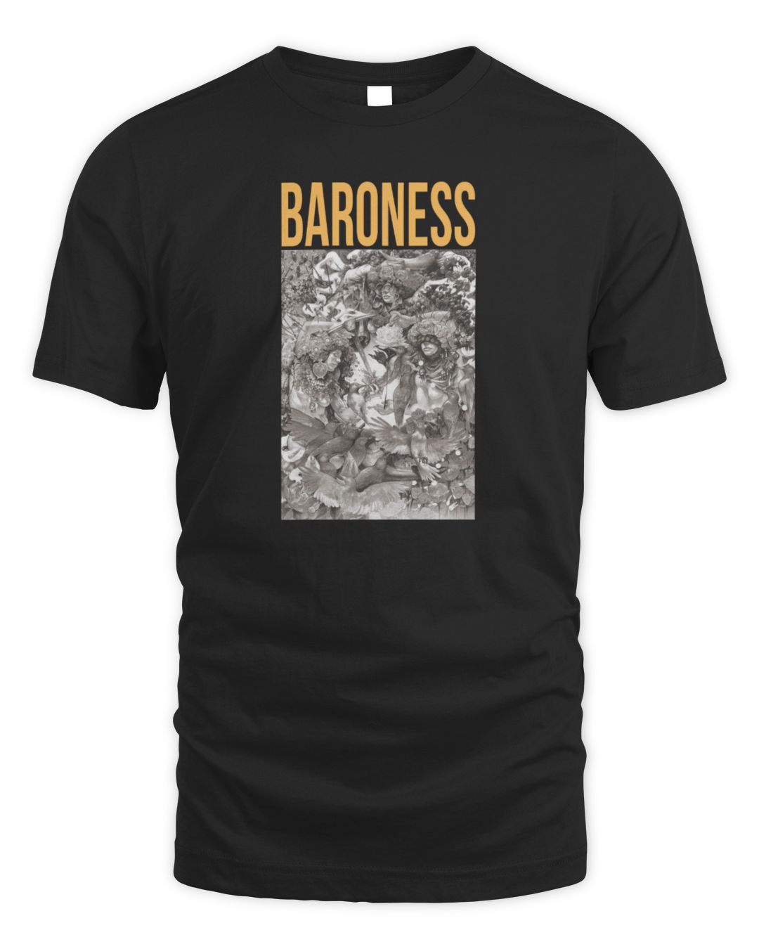 Baroness Merch Store Gold & Grey Album Cover T-Shirt