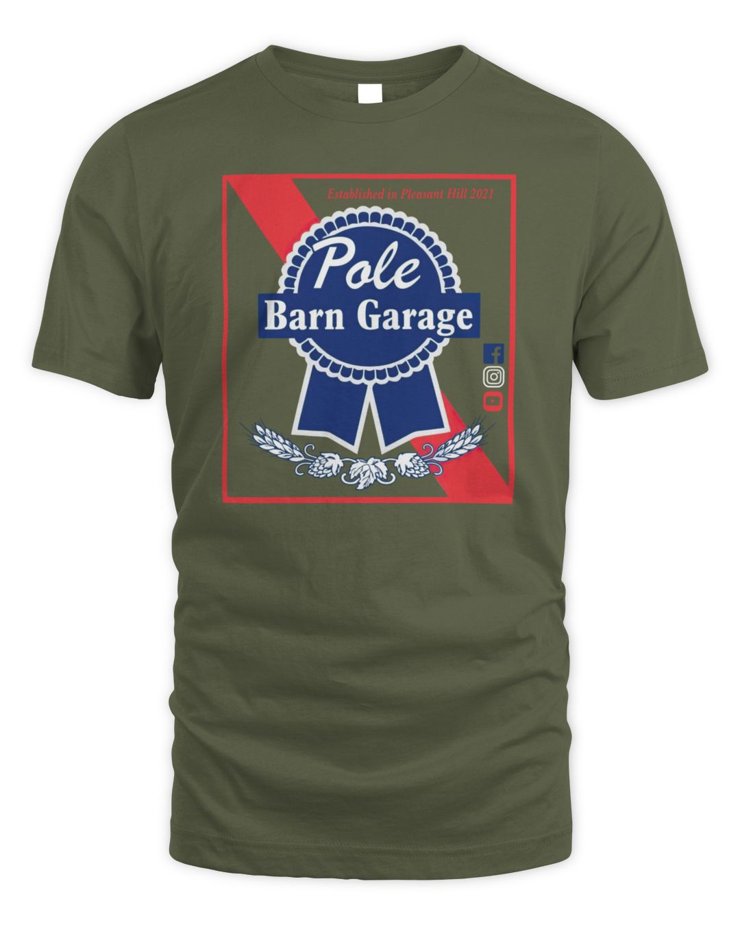 Pole Barn Garage Merch PBG PBR Red, White and Blue Shirt