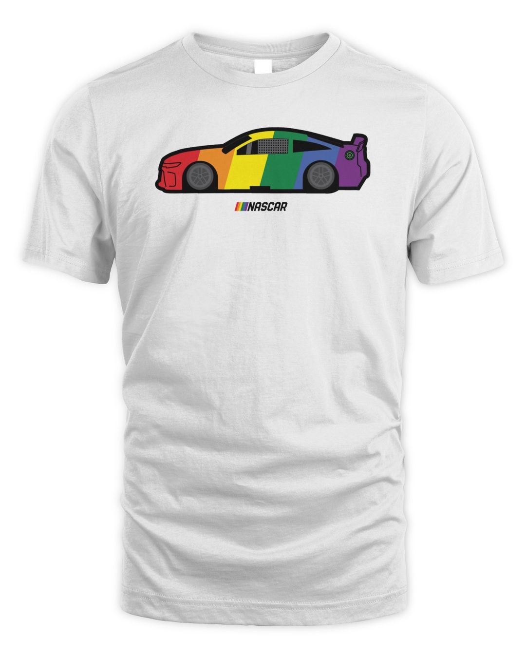 NASCAR Checkered Flag Rainbow Flag Car T-Shirt