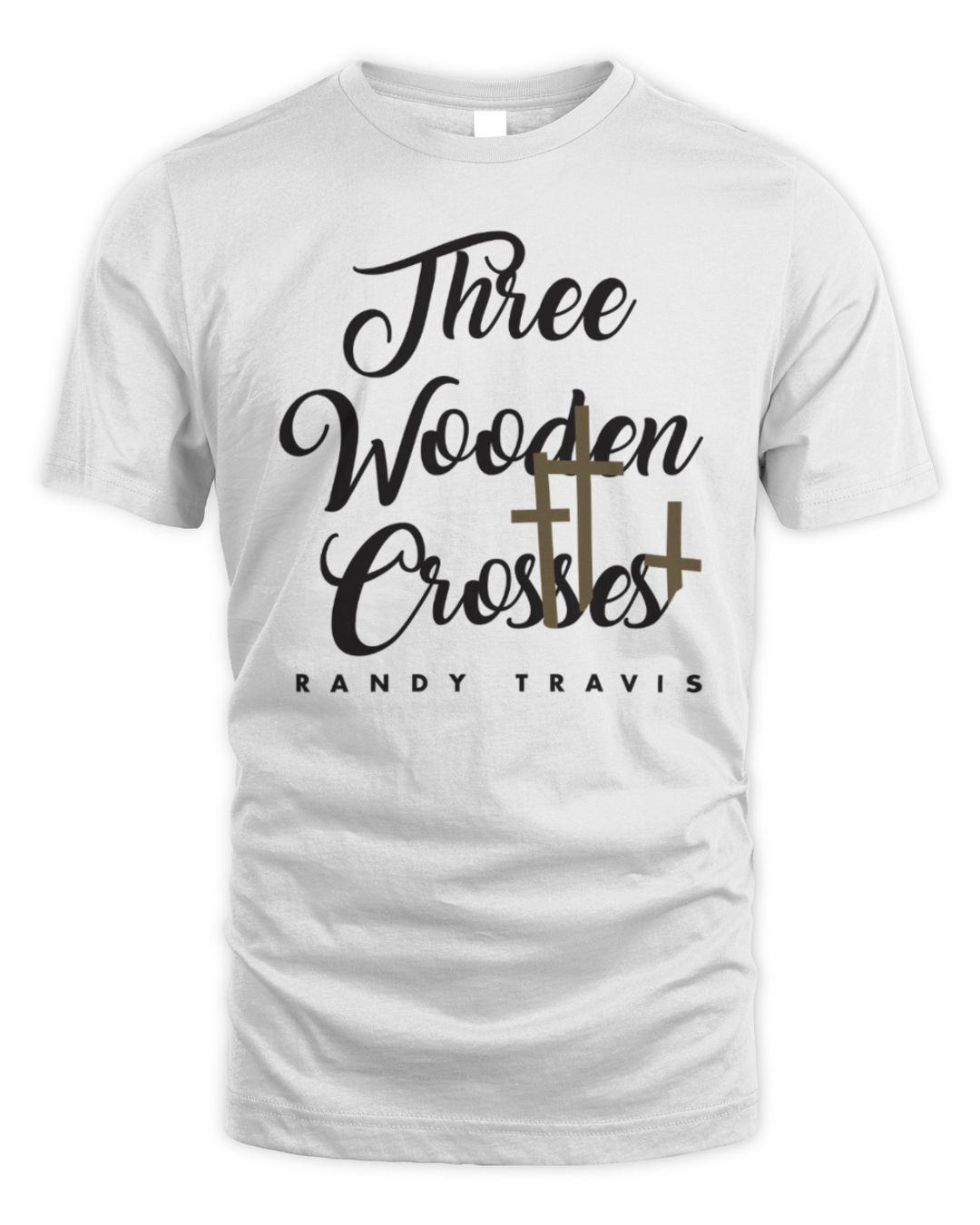 Randy Travis Merch Randy Travis Tan Three Wooden Crosses T-Shirt