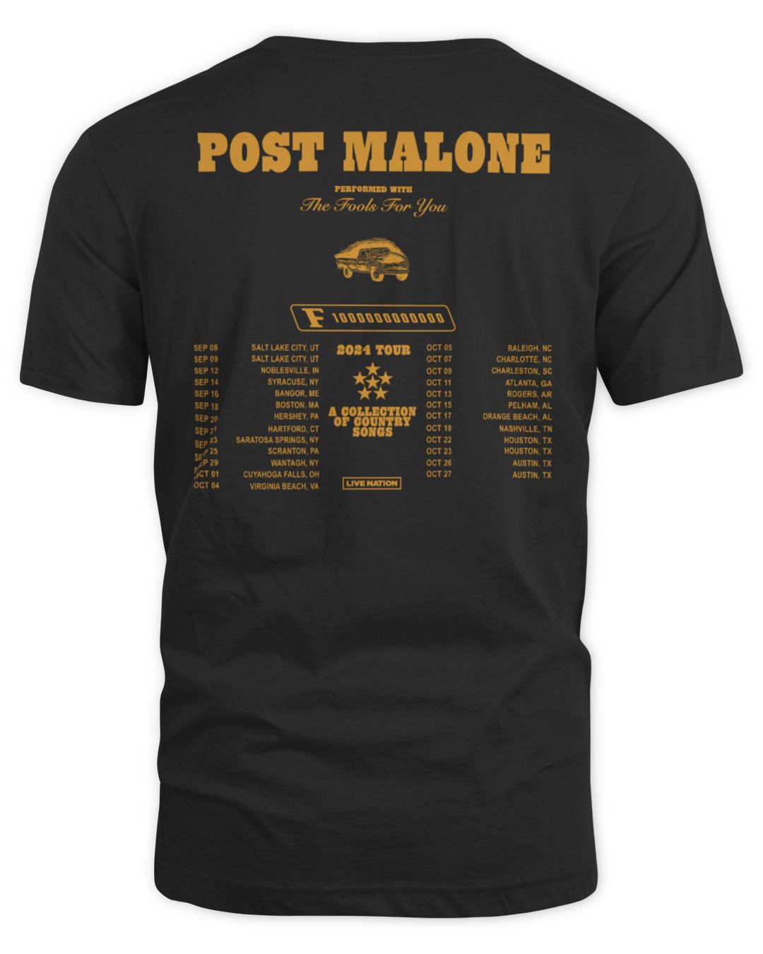 Post Malone 2024 Tour Merch F1 Trillion T Shirt