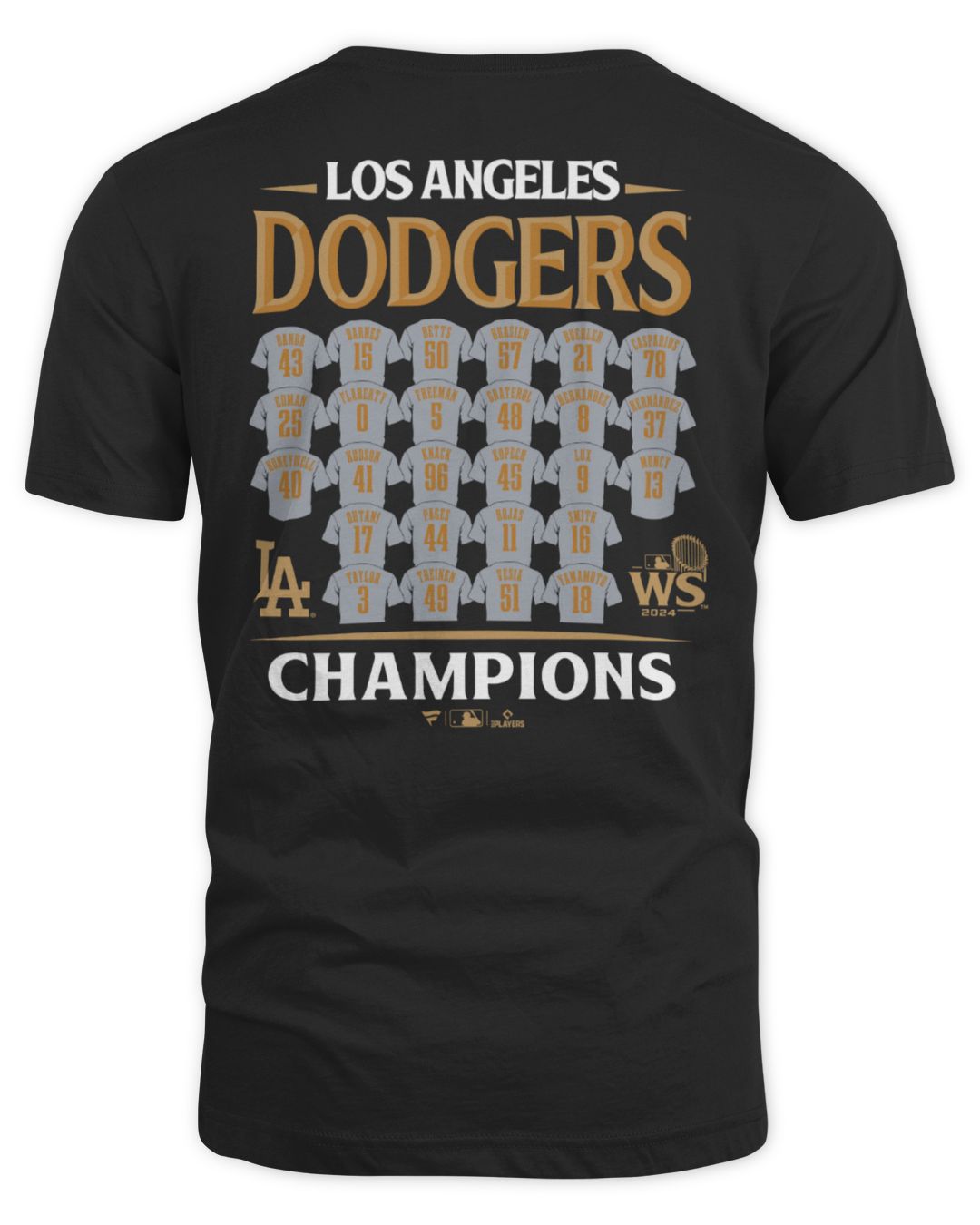 Mlb Dodgers Champions Shirt La Dodgers WS Champions 2024 Roster Shirt